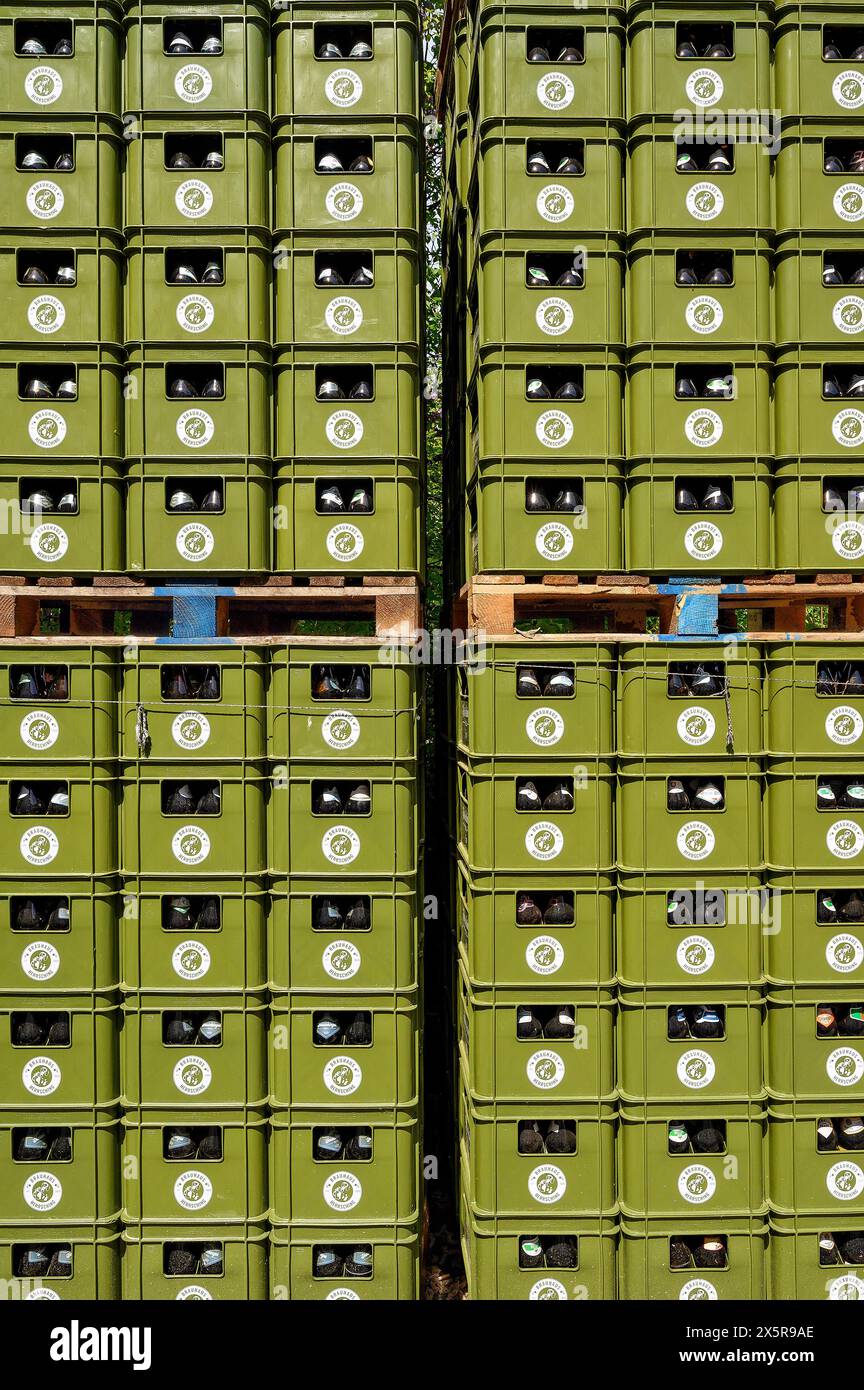 Stacked beer crates, Bavaria, Germany Stock Photo - Alamy