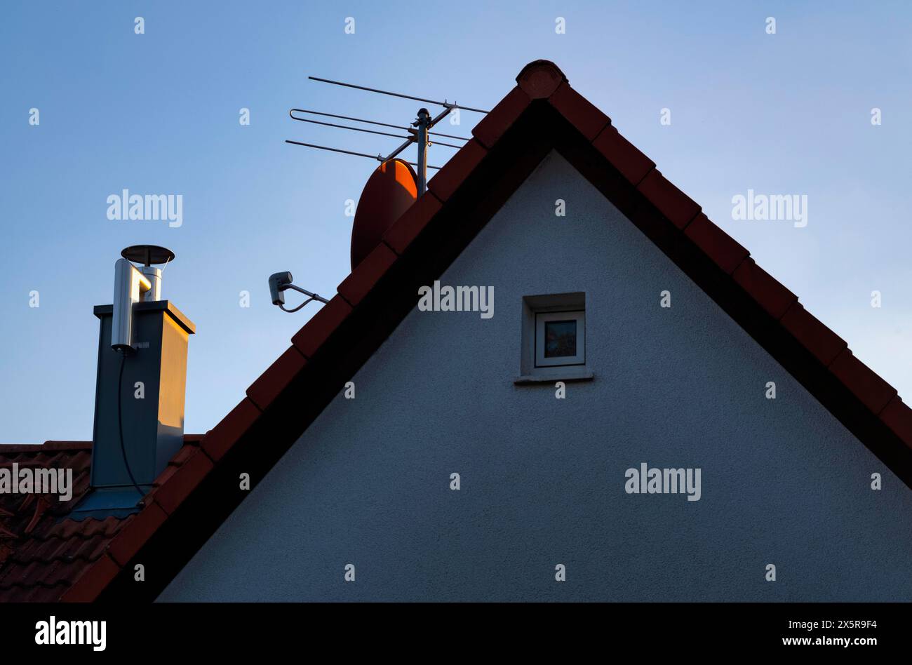 Retrofitted chimney on roof, with dust separator, electrostatic ...