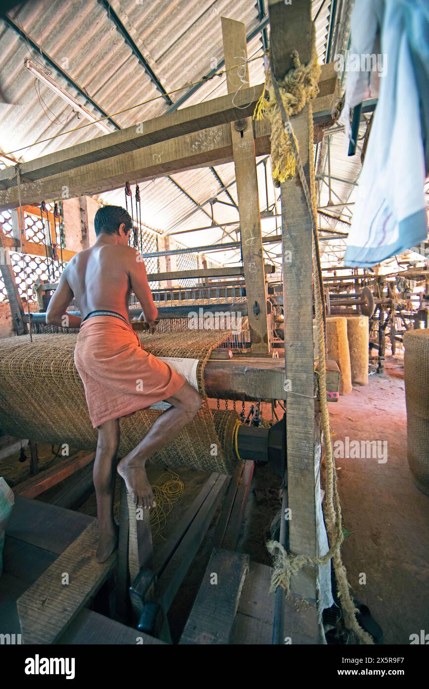 Workers in the weaving mill of the Labourers Coir Mats and Mattings ...