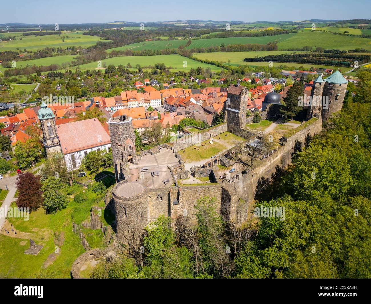 The ruins of Stolpen Castle, situated on a basalt rock. The castle is ...