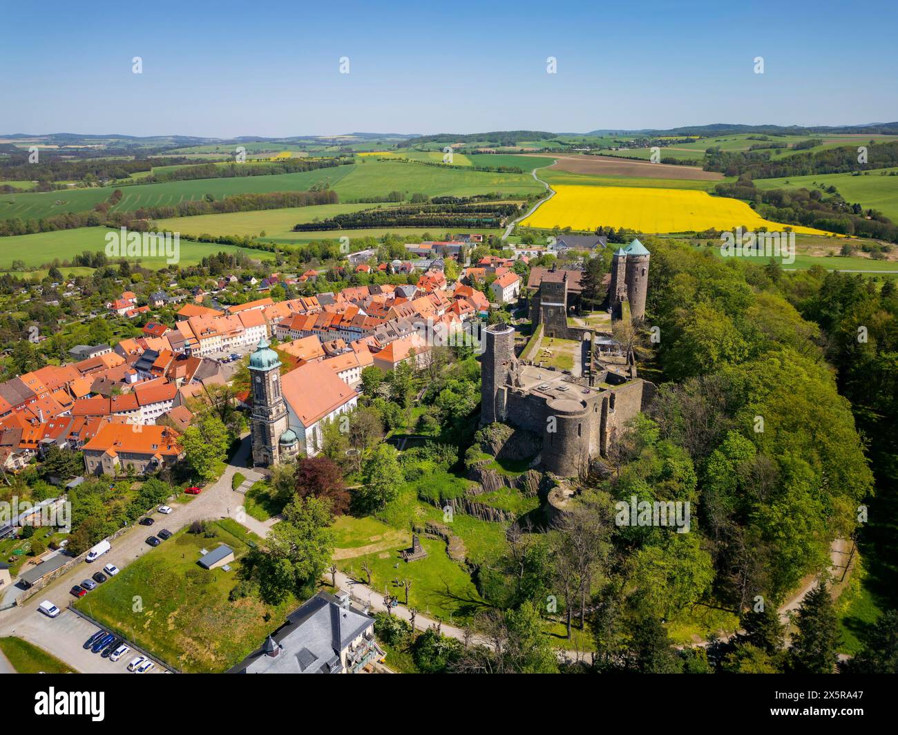 The ruins of Stolpen Castle, situated on a basalt rock. The castle is ...