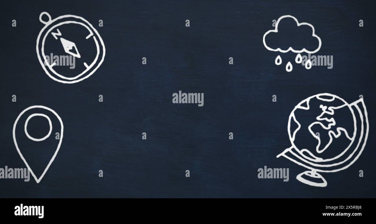 Image of contour school items appearing on black background Stock Photo ...