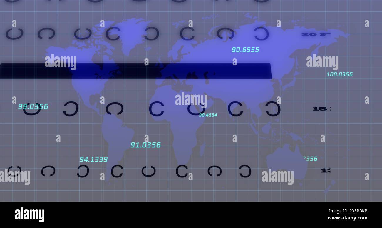 Image of numbers and data processing over world map Stock Photo - Alamy