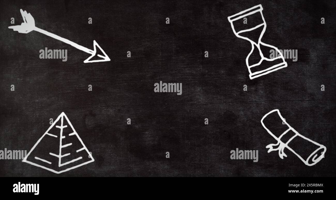 Image of contour school items appearing on black background Stock Photo ...