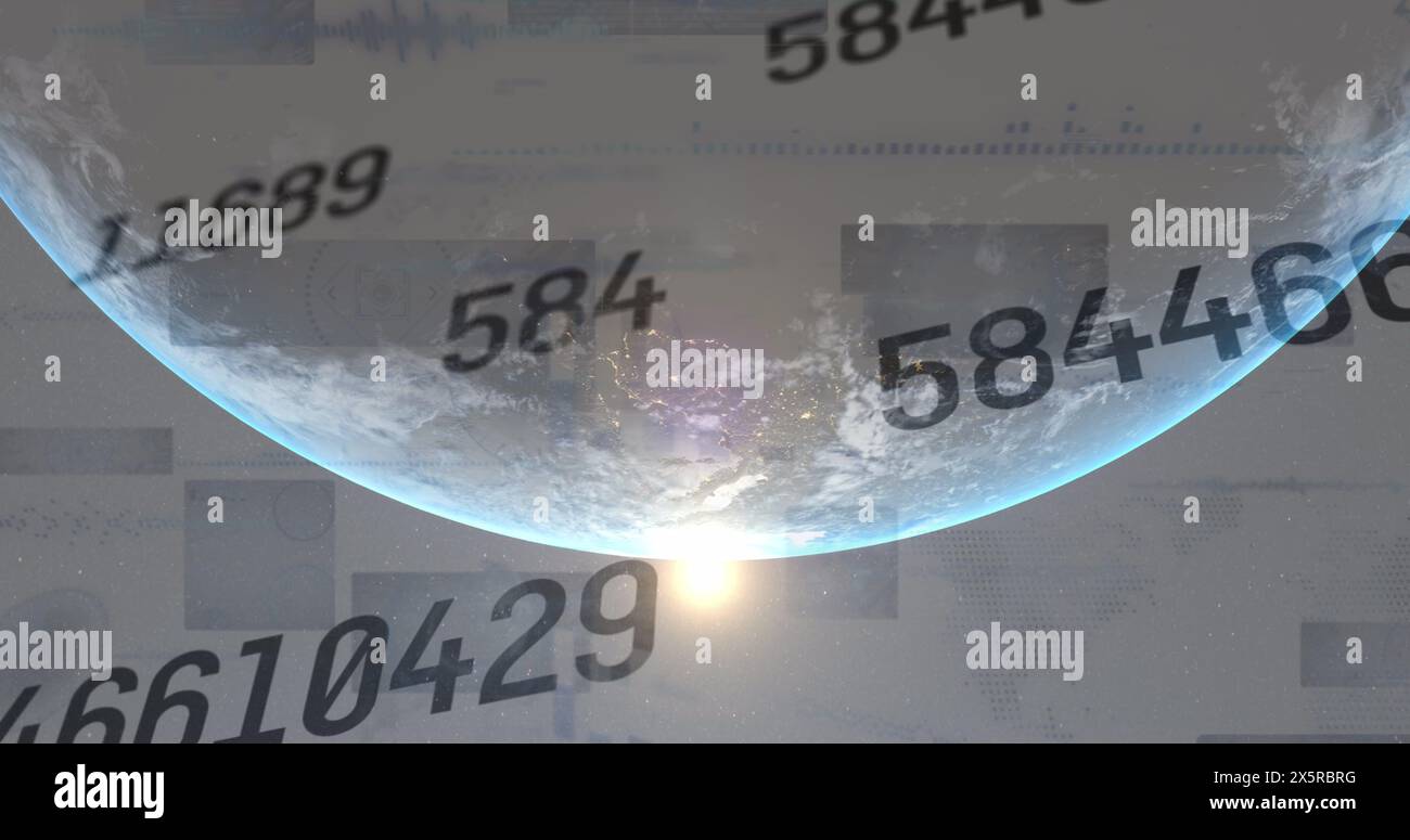 Multiple changing numbers and spot of light against globe Stock Photo ... Multiple changing numbers and spot of light against globe Stock Photo ...