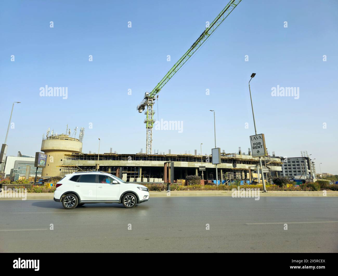 Cairo, Egypt, April 26 2024: A construction site of a new industrial ...