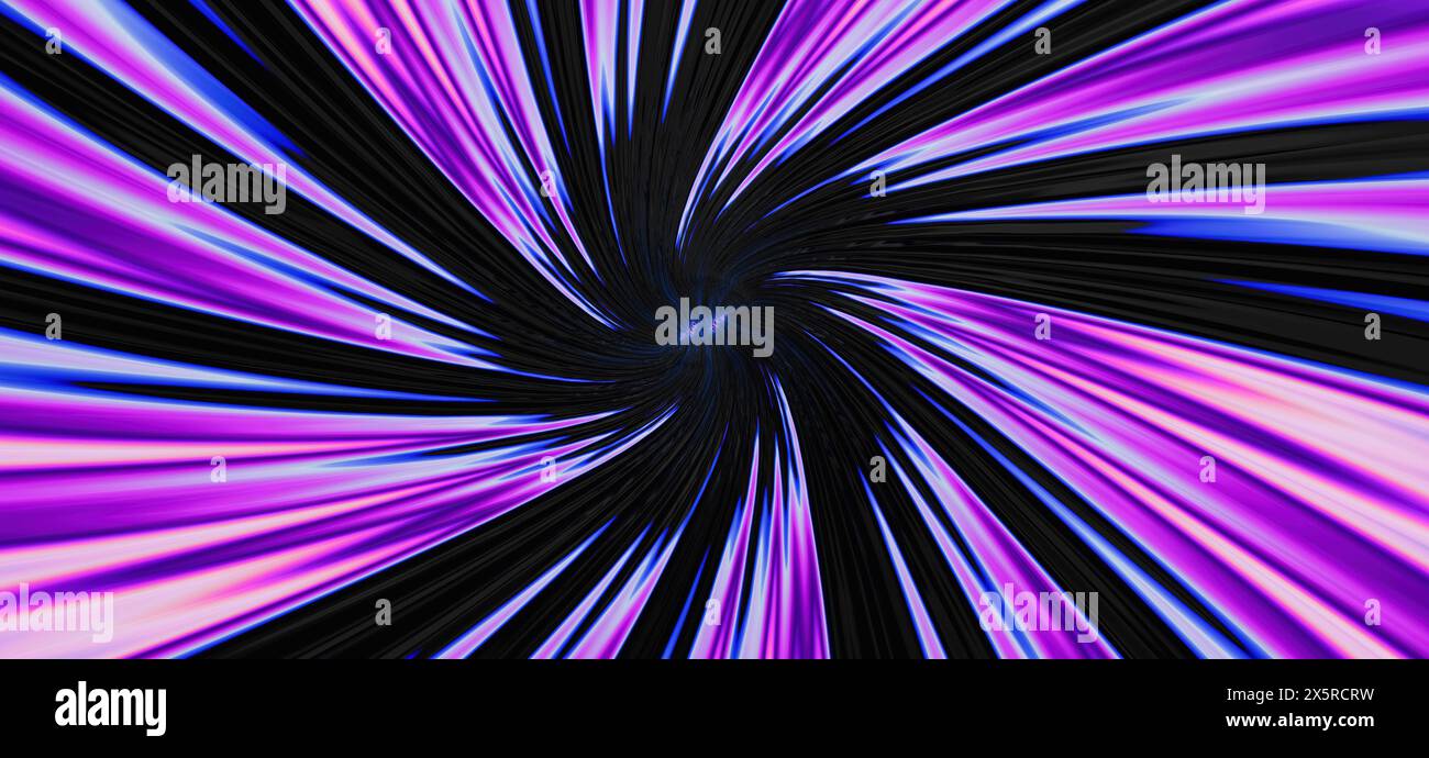 Blue and violet fractal tunnel. Big data, abstract glowing background ...
