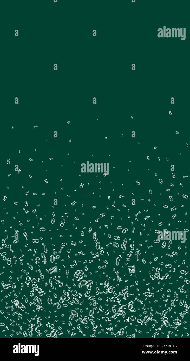 Scattered numbers. White chalk digits flying chaotic. Back to school ...