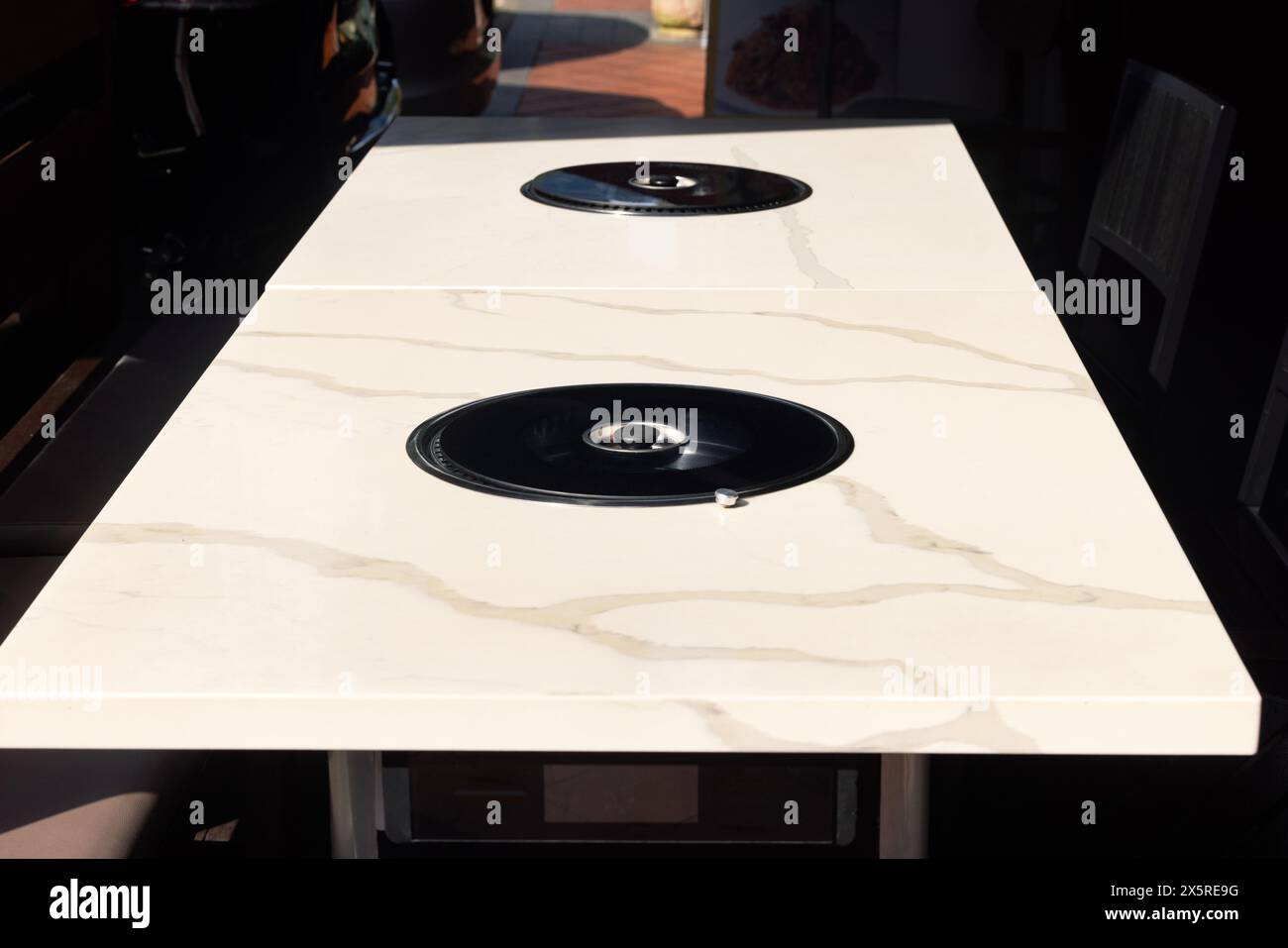 Table for Hot Pot Rectangular Restaurant Hot Pot Table Set Stock Photo ...