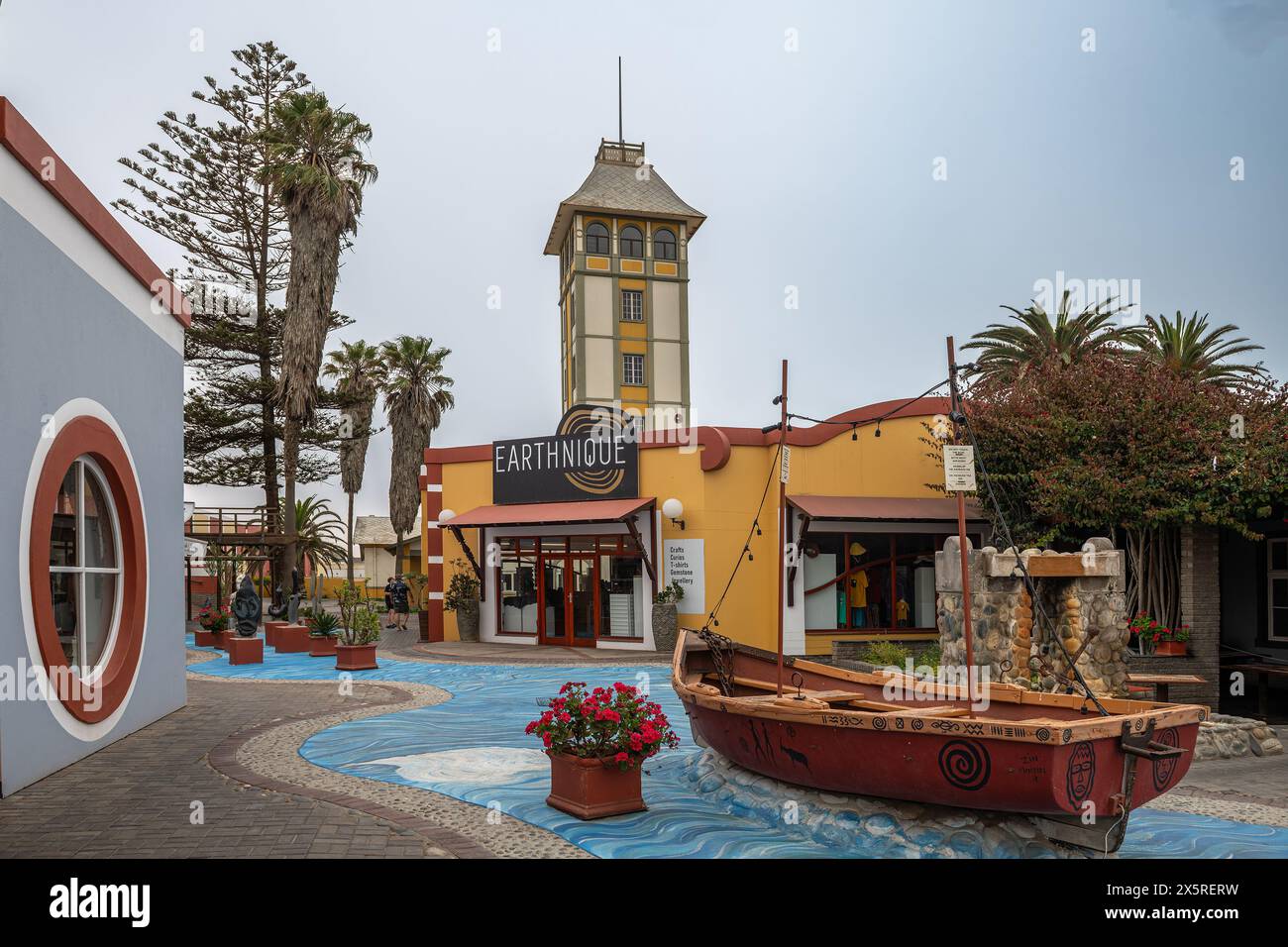Buildings in the historic city center of Swakopmund, Namibia Stock ...