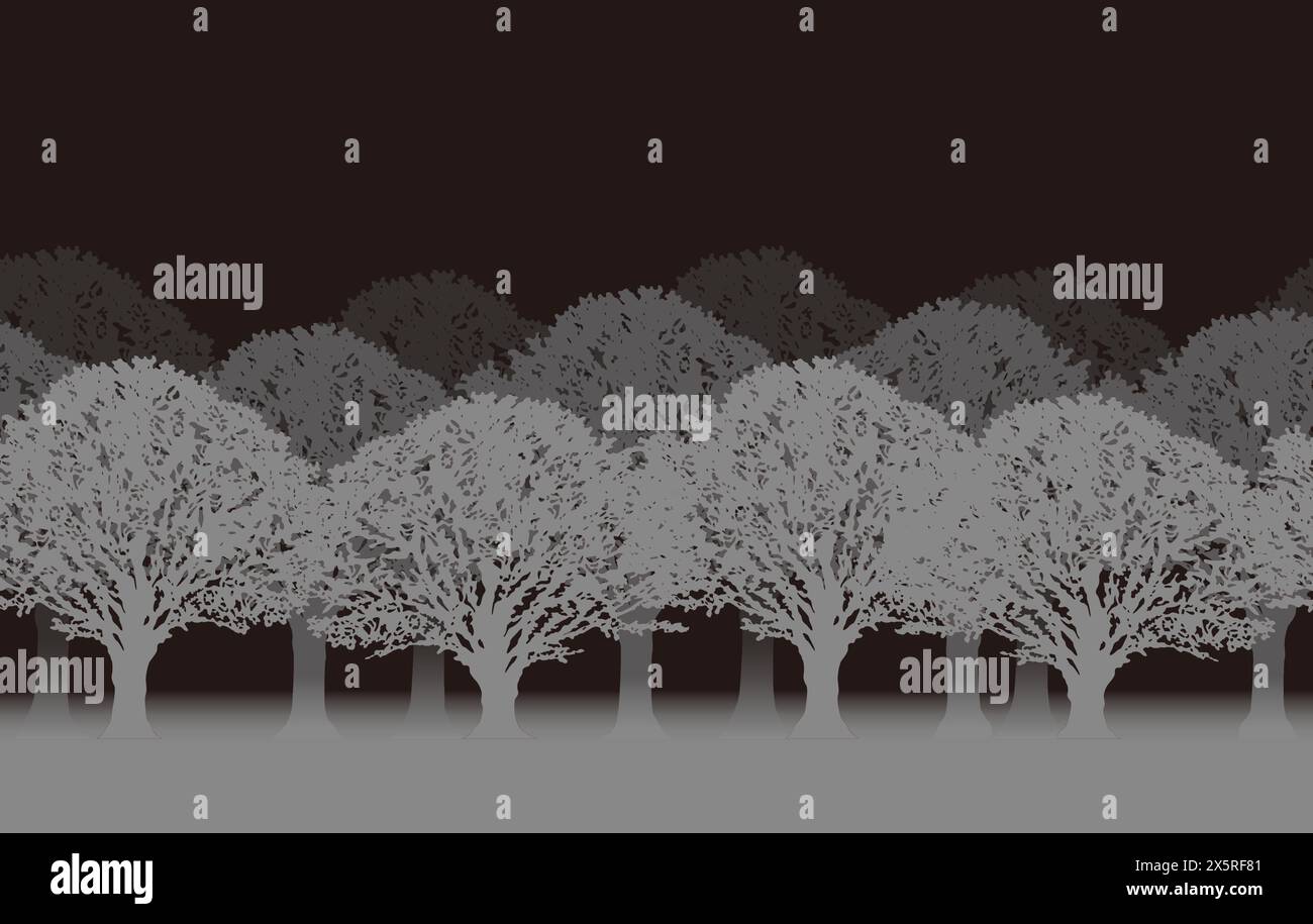 Vector Monochrome Seamless Forest Silhouette Background Illustration ...