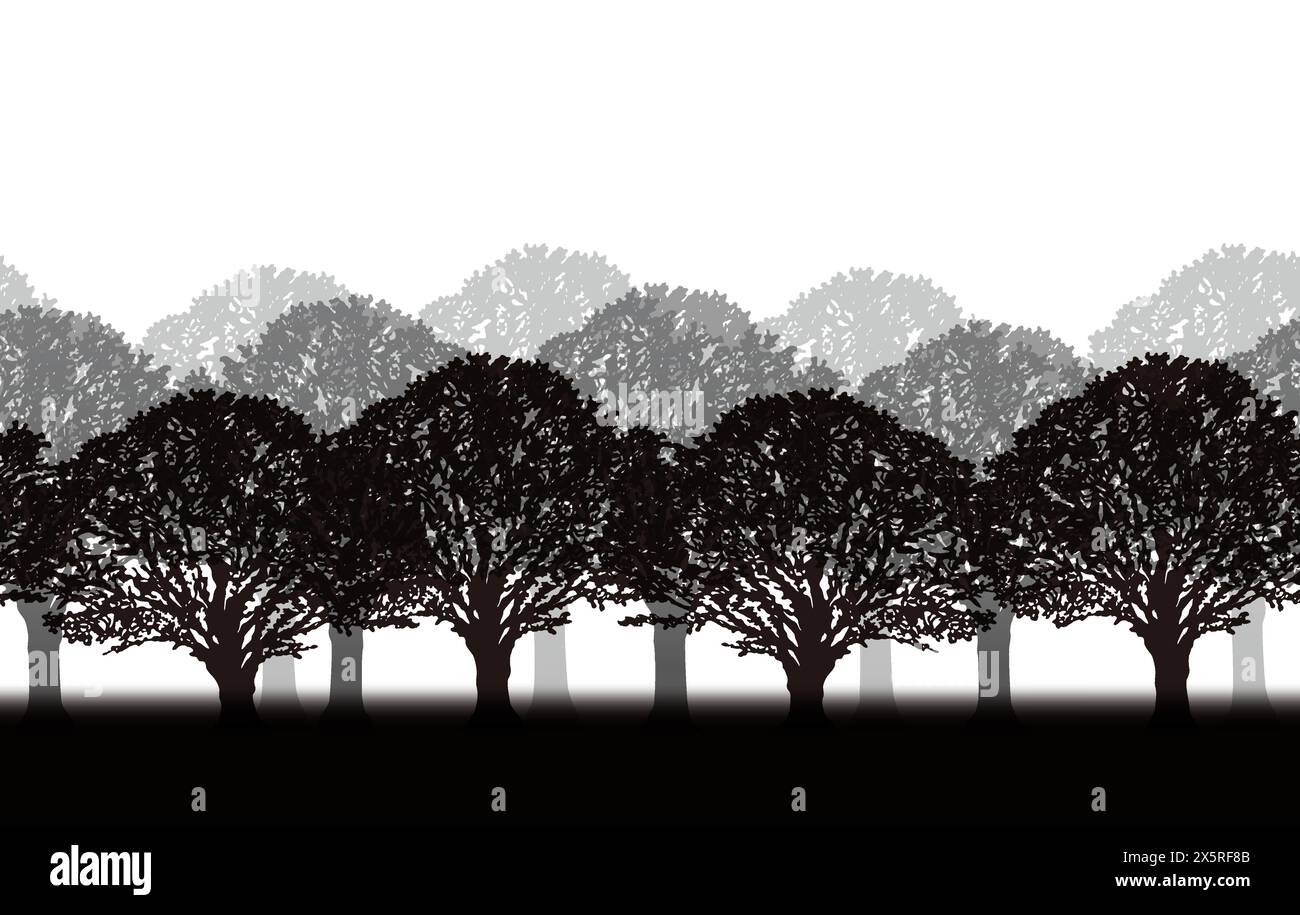Vector Monochrome Seamless Forest Silhouette Background Illustration ...