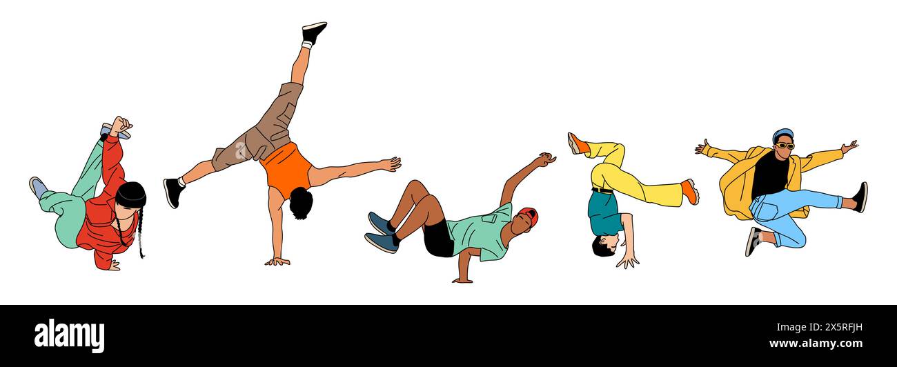 Set of teenager dancers hip hop, breakdance Stock Vector Image & Art ...