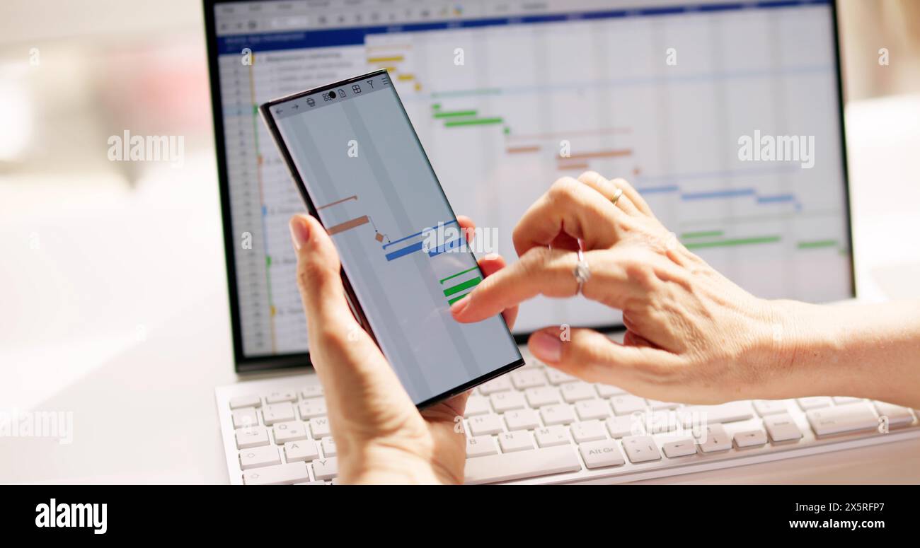 Gantt Employee Time Sheet Chart And Business Schedule Stock Photo - Alamy