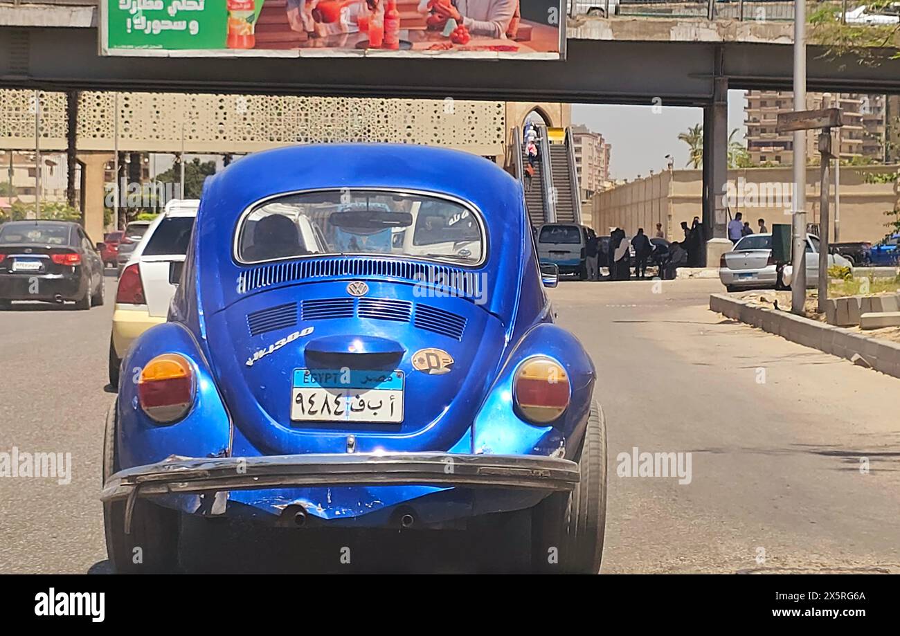 Cairo, Egypt, April 21 2024: The Volkswagen Beetle old vintage retro automobile car, automobile ...