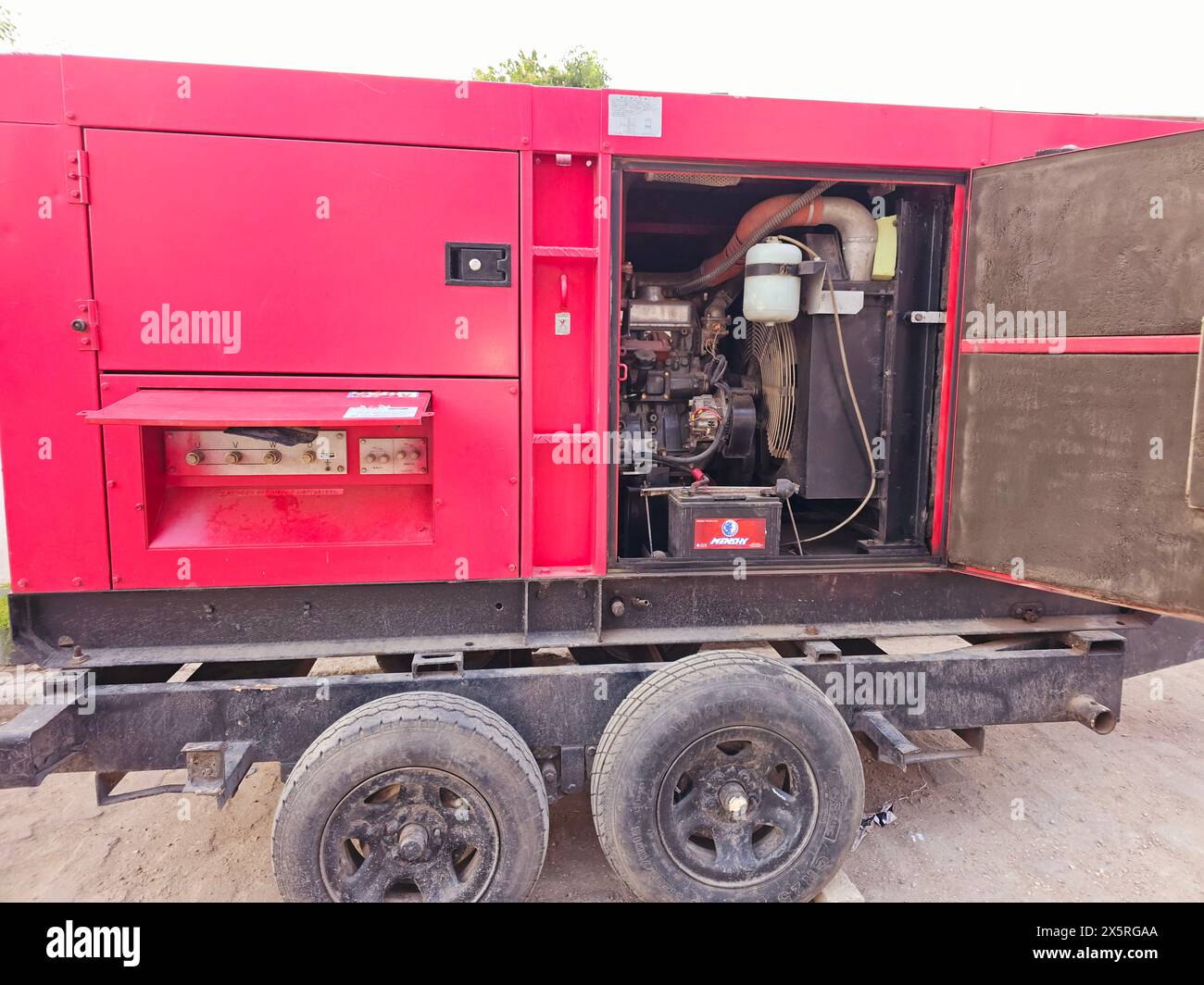 Cairo, Egypt, April 24 2024: Mobile electric generator, a device that ...
