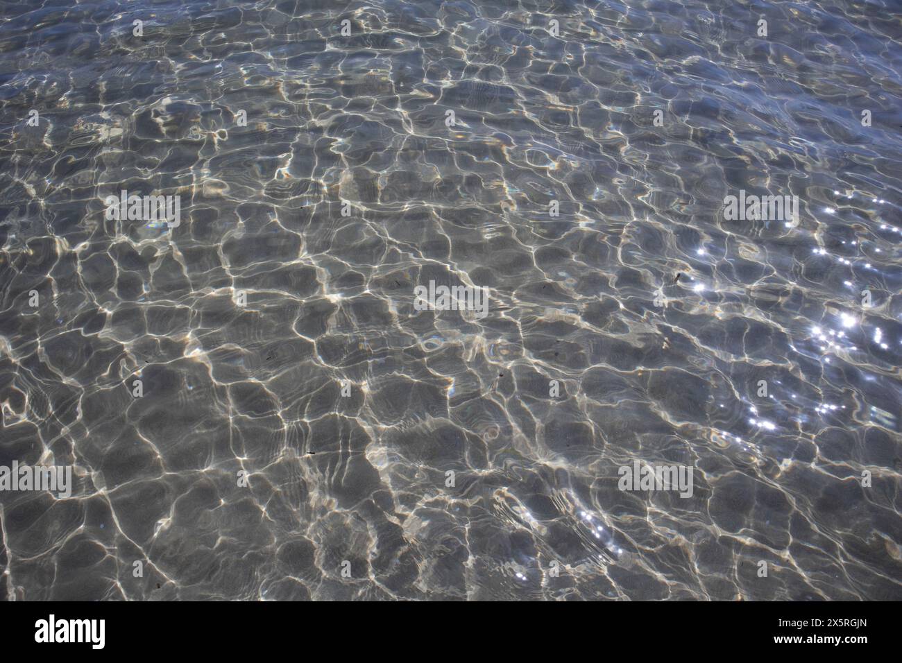 Sunlit ripples creating a shimmering effect on the transparent water ...