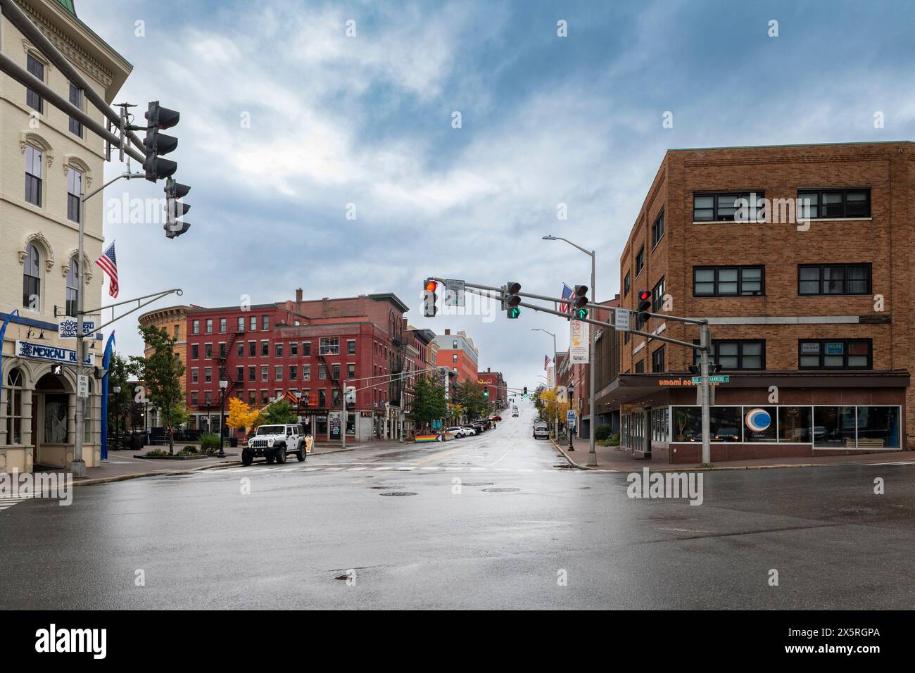 Bangor, Maine, USA - October 21, 2023: View of the Main Street in the ...