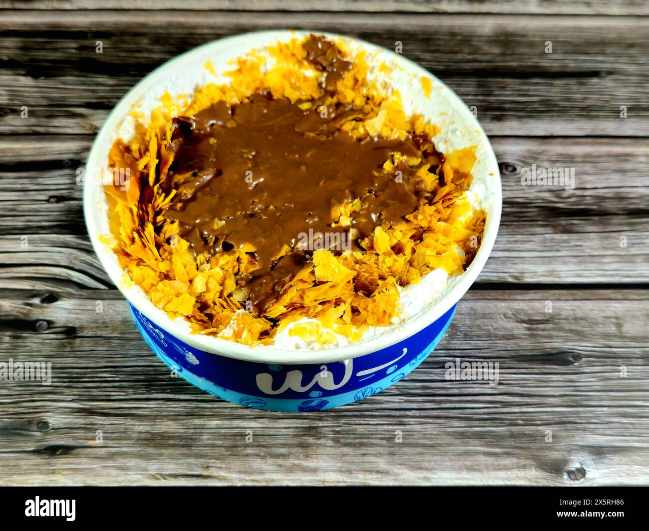 Cairo, Egypt, April 16 2024: Sweet Koshary from B.Laban made of layers ...