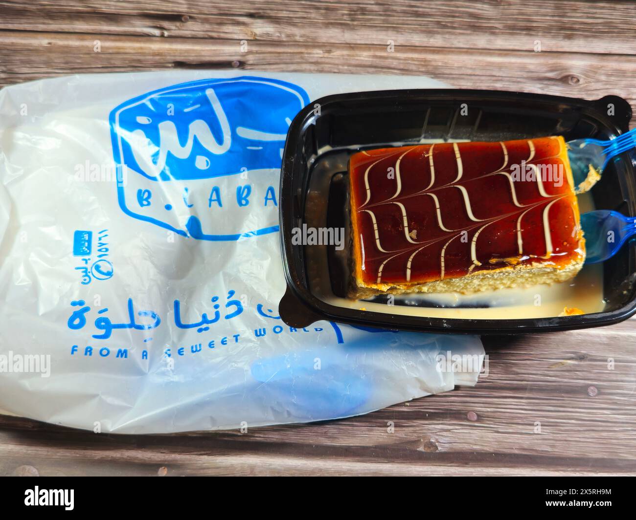 Cairo, Egypt, April 16 2024: Ashtota from B.Laban, tres leches cake ...