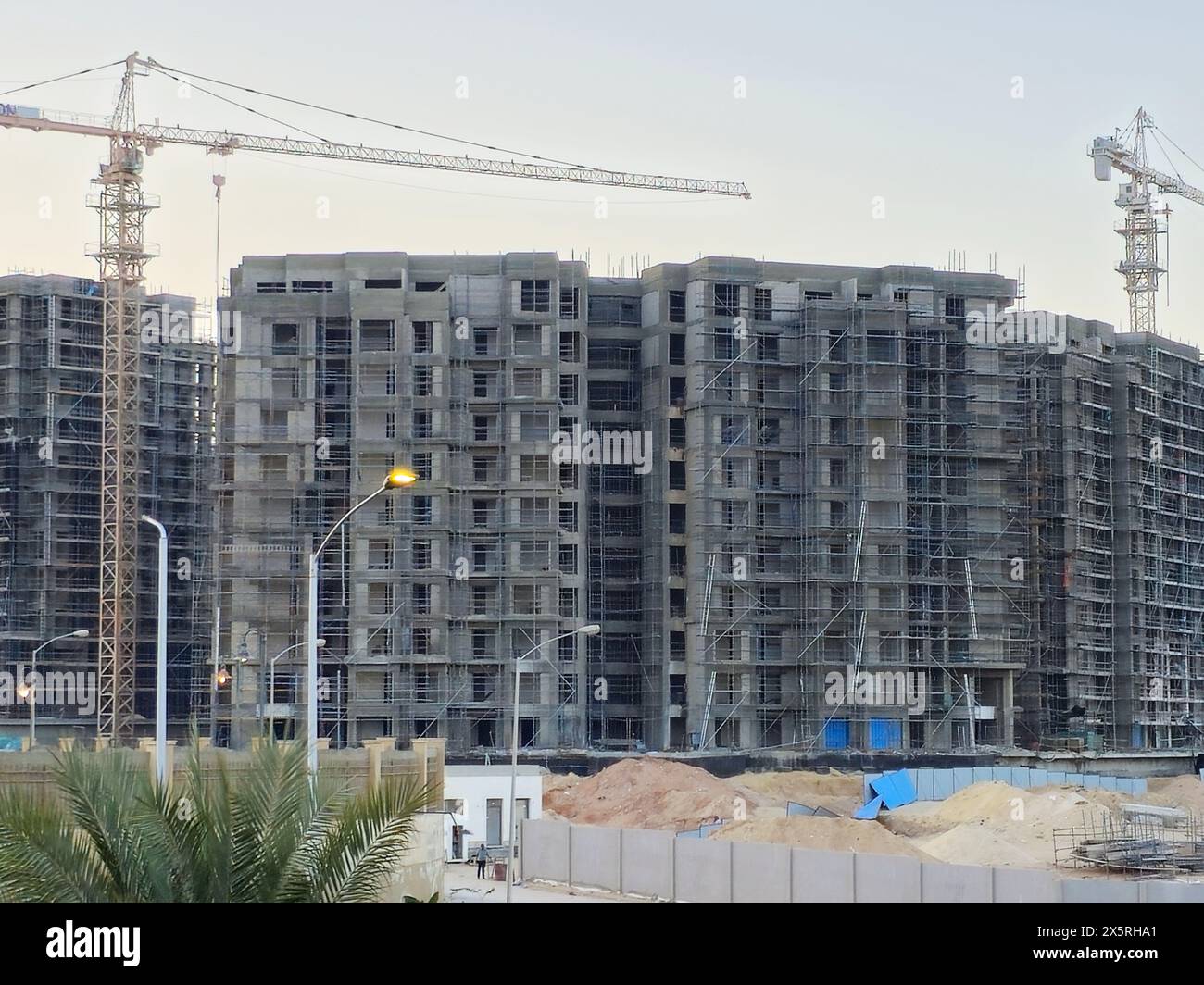 Giza, Egypt, April 19 2024: A construction site of new high rise in ...