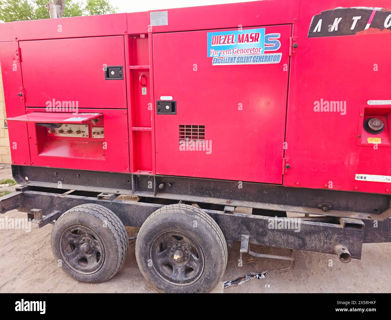 Cairo, Egypt, April 24 2024: Mobile electric generator, a device that ...