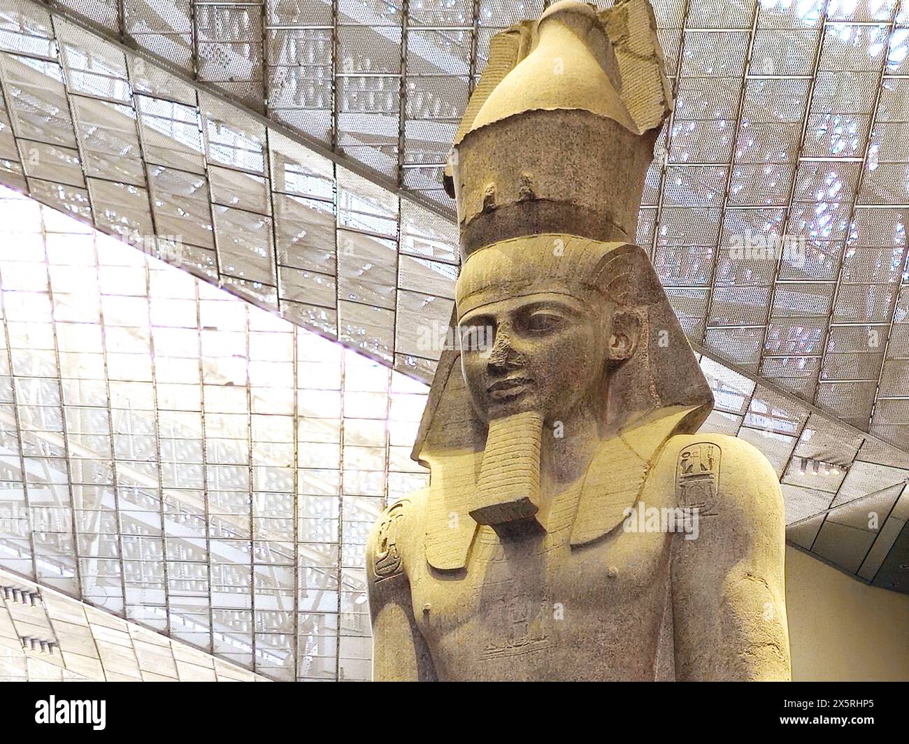 Giza, Egypt, April 13 2024: Ramses II from The Grand Egyptian Museum GEM, an archaeological ...
