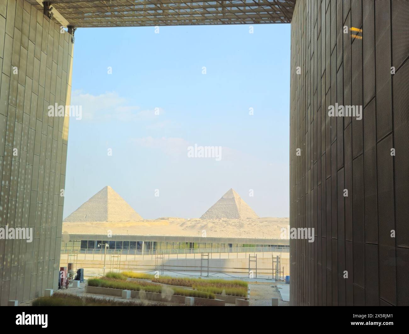 Giza, Egypt, April 13 2024: Giza pyramids view from The Grand Egyptian ...