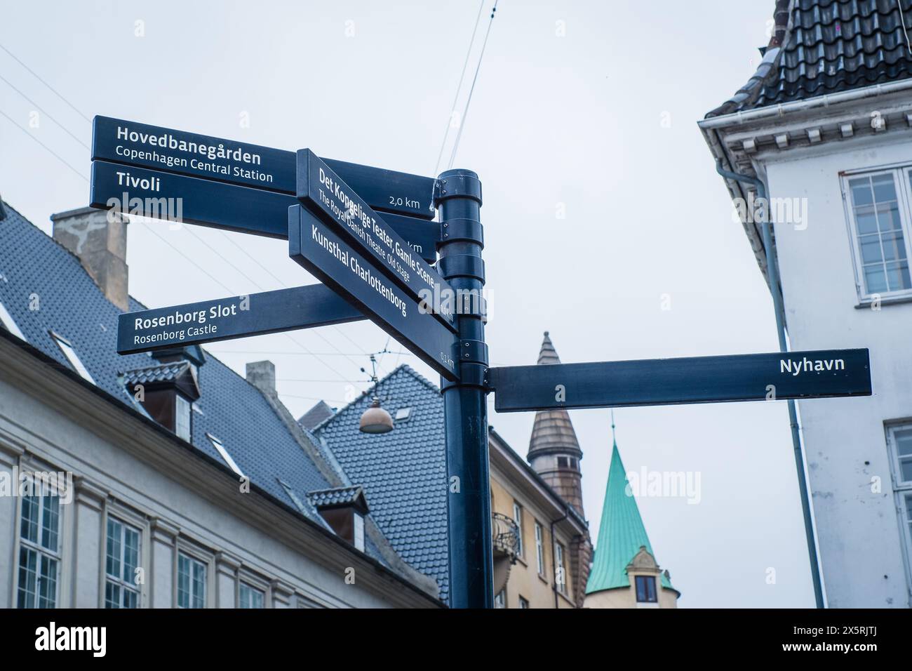 Copenhagen, Denmark - April 6, 2024: Directional signpost, arrows ...