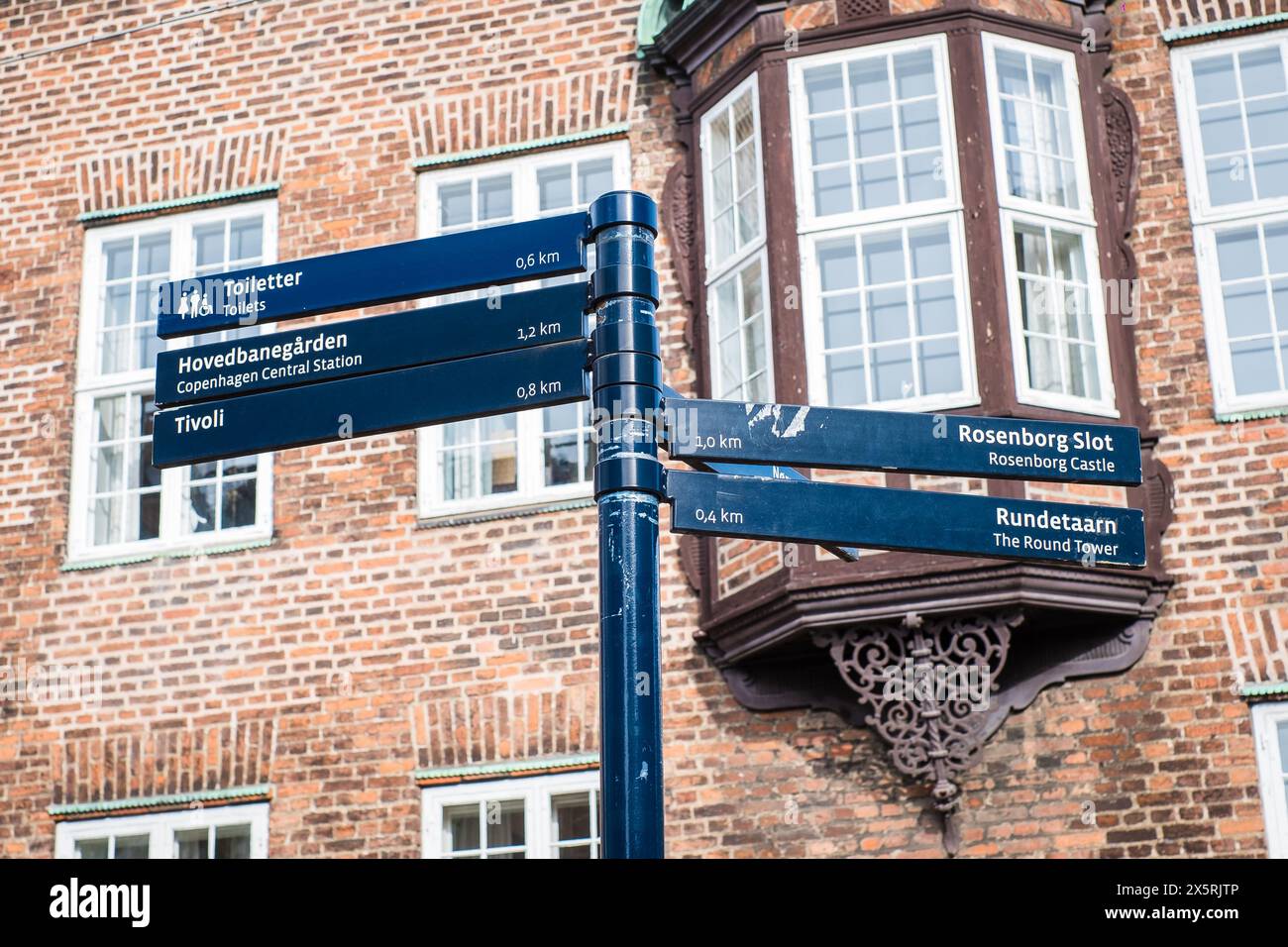 Copenhagen, Denmark - April 6, 2024: Directional signpost, arrows ...