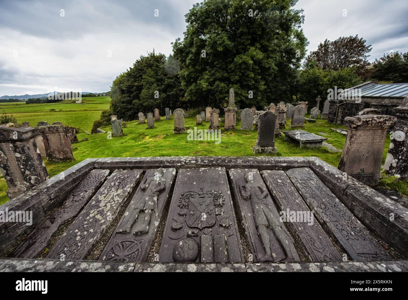 Weathered gravestones in Kilmartin Cemetery, Scotland Stock Photo - Alamy