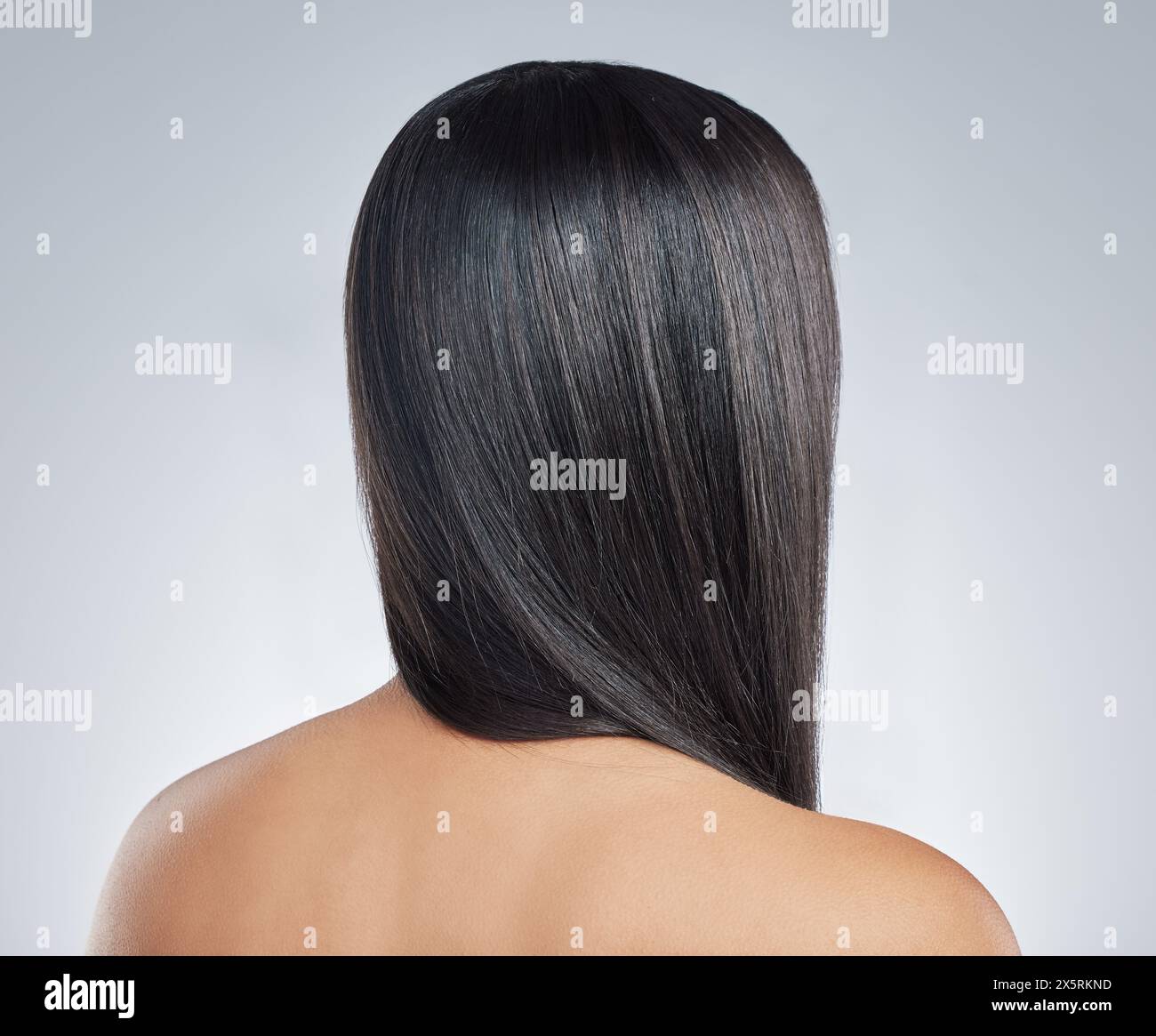 Back, hair care and woman with beauty, shine and wellness with ...