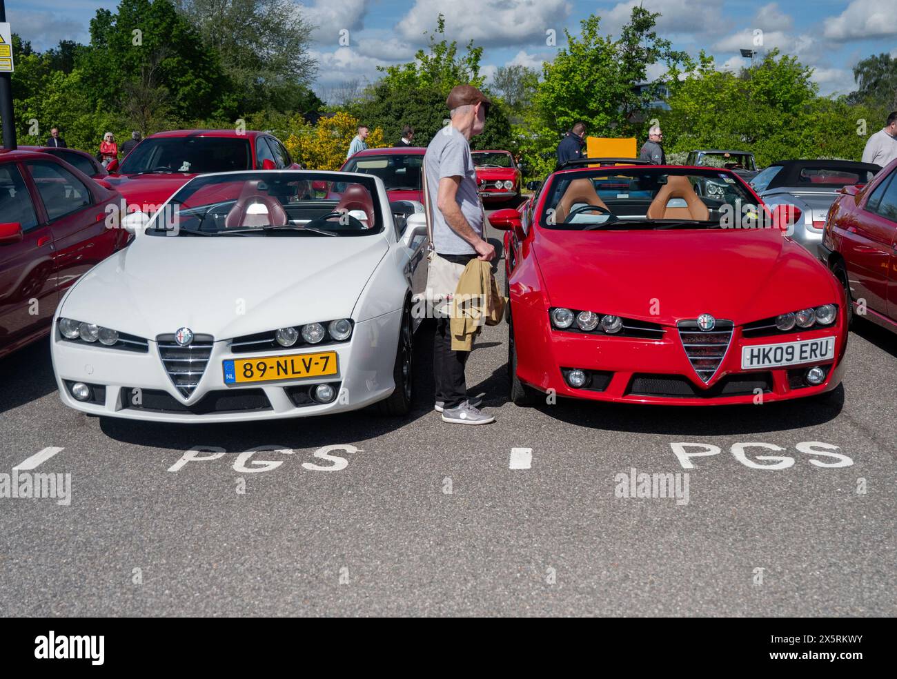 Italian car show at Brooklands museum in Surrey UK. Ferrari ...