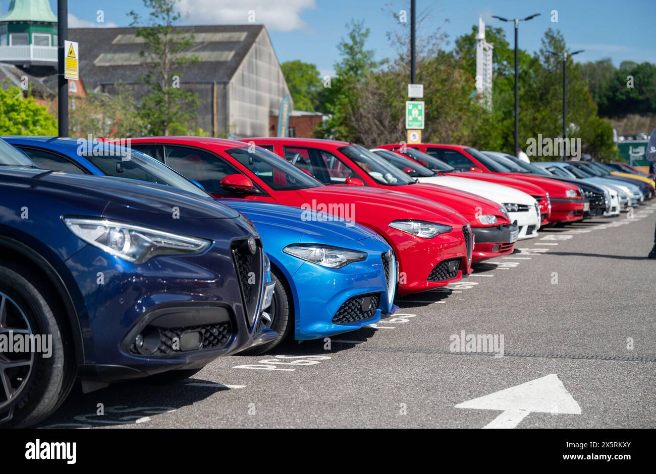 Italian car show at Brooklands museum in Surrey UK. Ferrari ...