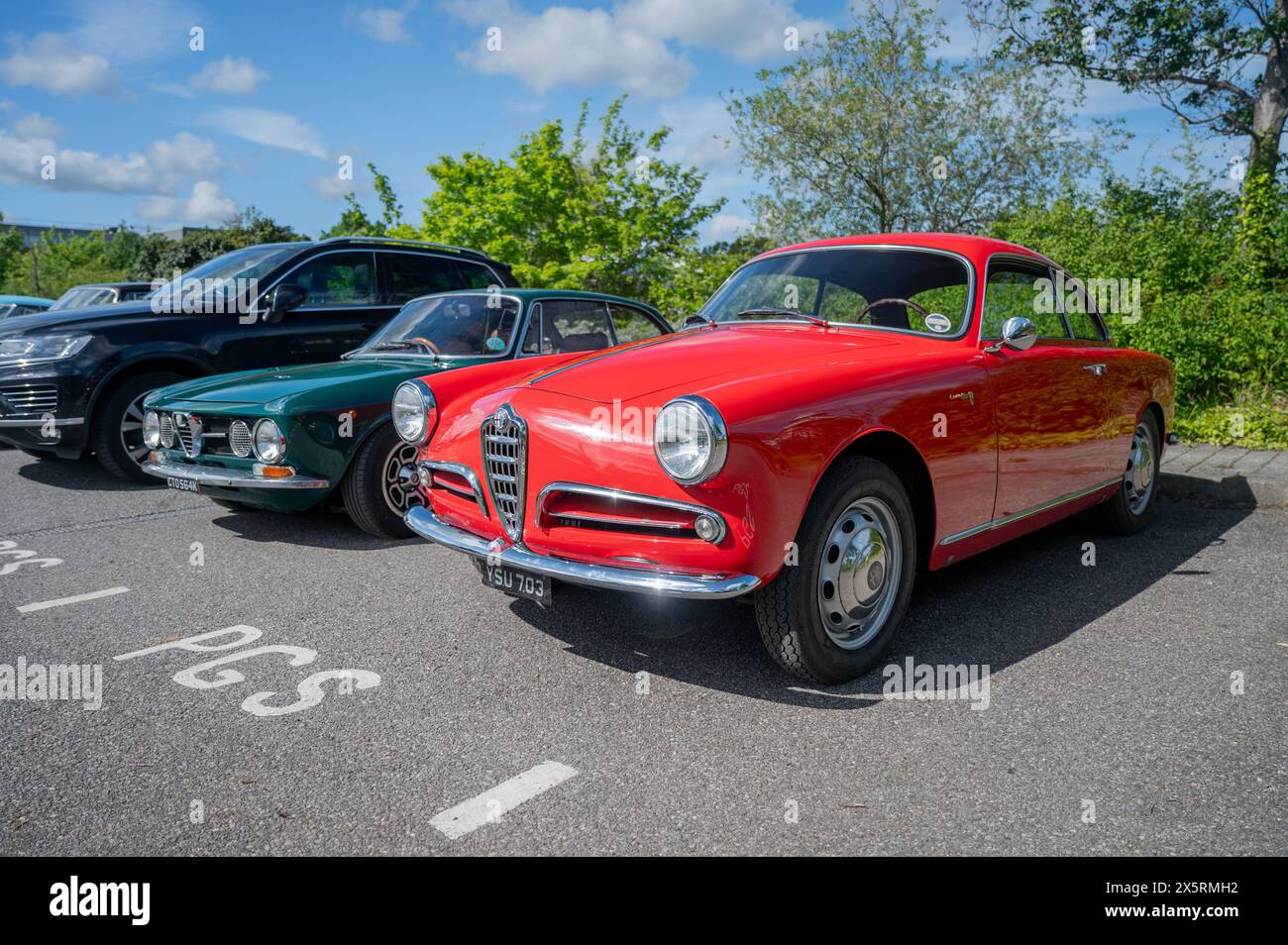 Italian car show at Brooklands museum in Surrey UK. Ferrari ...