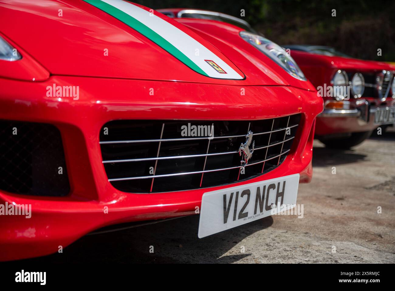Italian car show at Brooklands museum in Surrey UK. Ferrari ...