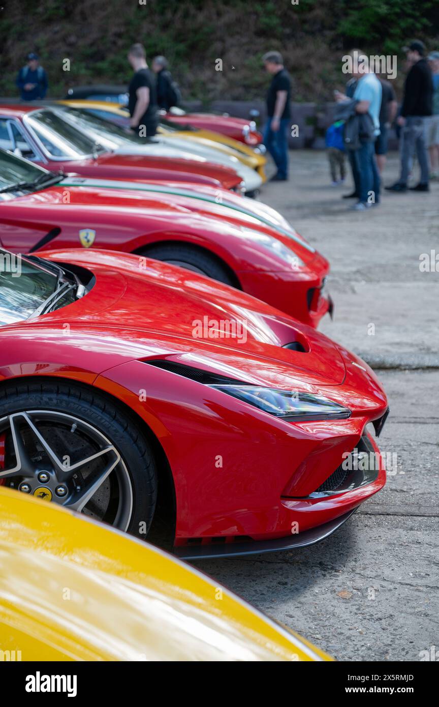 Italian car show at Brooklands museum in Surrey UK. Ferrari ...