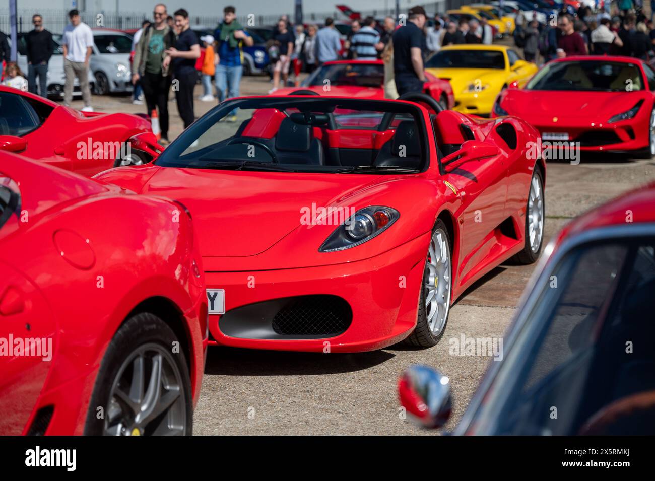 Italian car show at Brooklands museum in Surrey UK. Ferrari ...