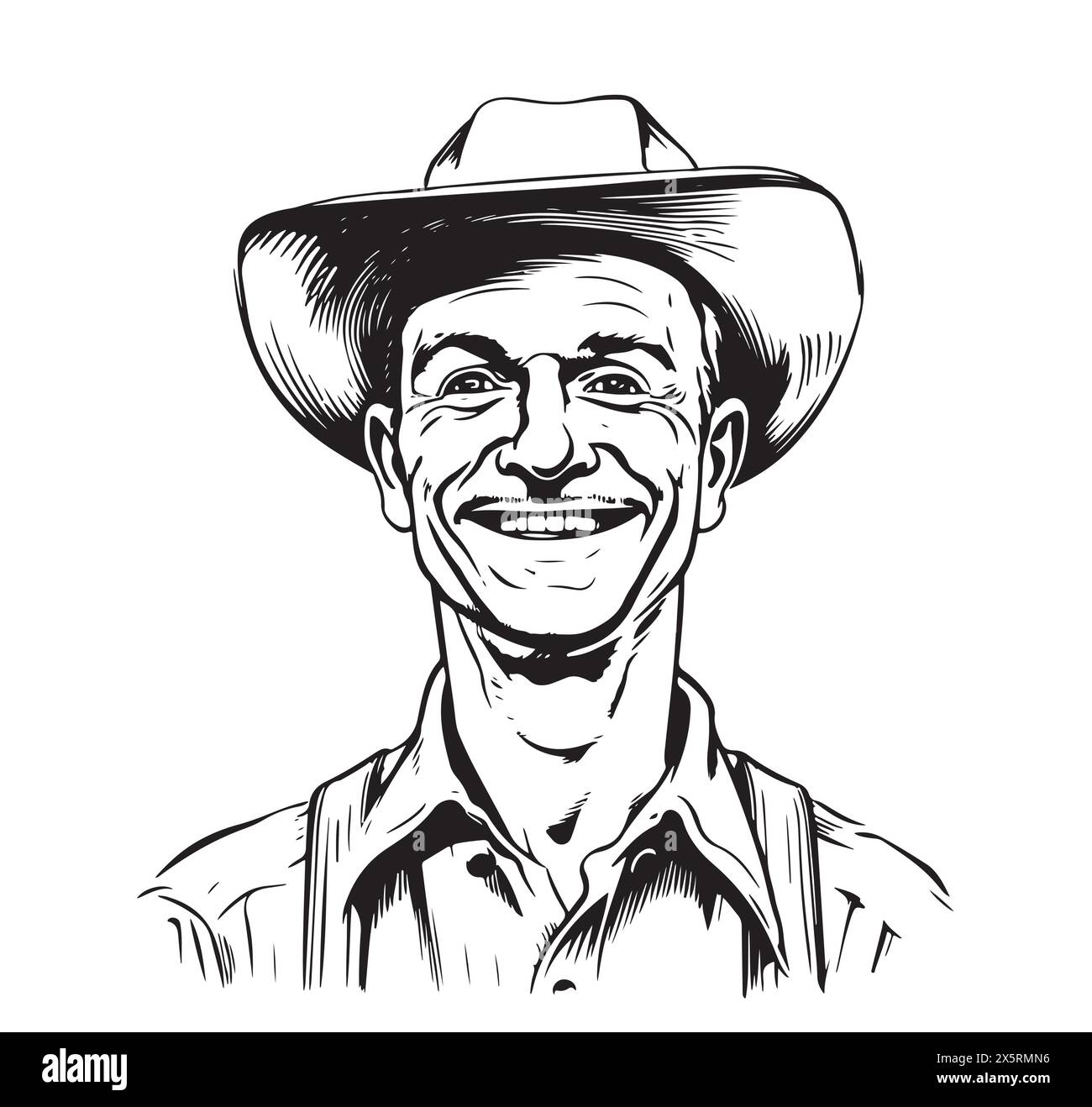 Hand-drawn sketch happy farmer. Farming, agriculture vintage vector ...