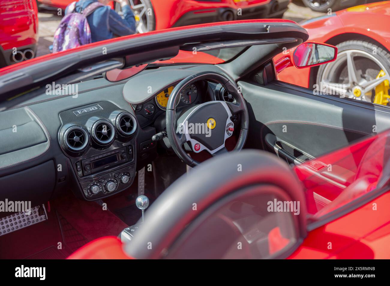 Italian car show at Brooklands museum in Surrey UK. Ferrari ...