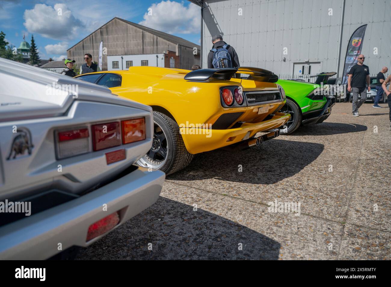 Italian car show at Brooklands museum in Surrey UK. Ferrari ...