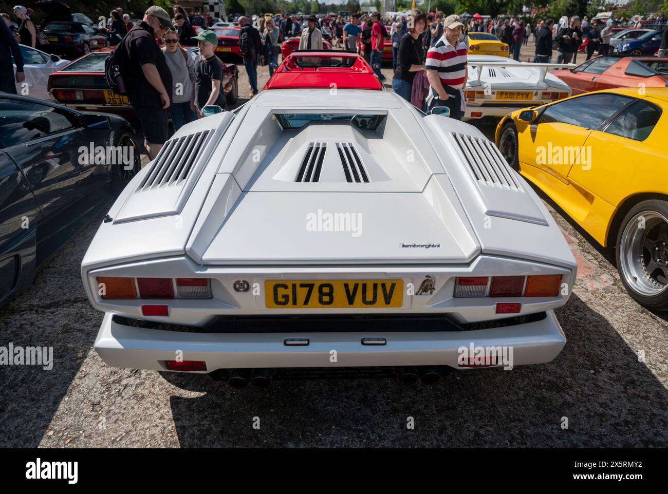 Italian car show at Brooklands museum in Surrey UK. Ferrari ...