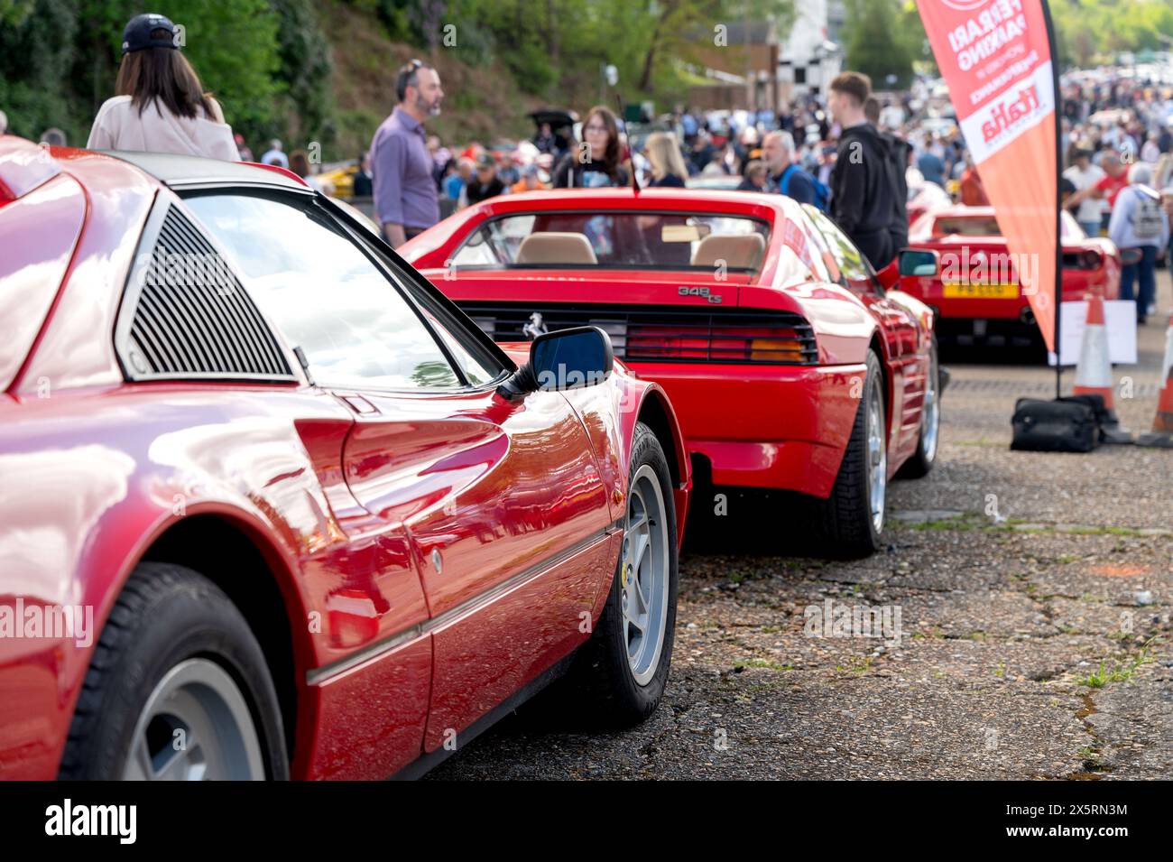 Italian car show at Brooklands museum in Surrey UK. Ferrari ...