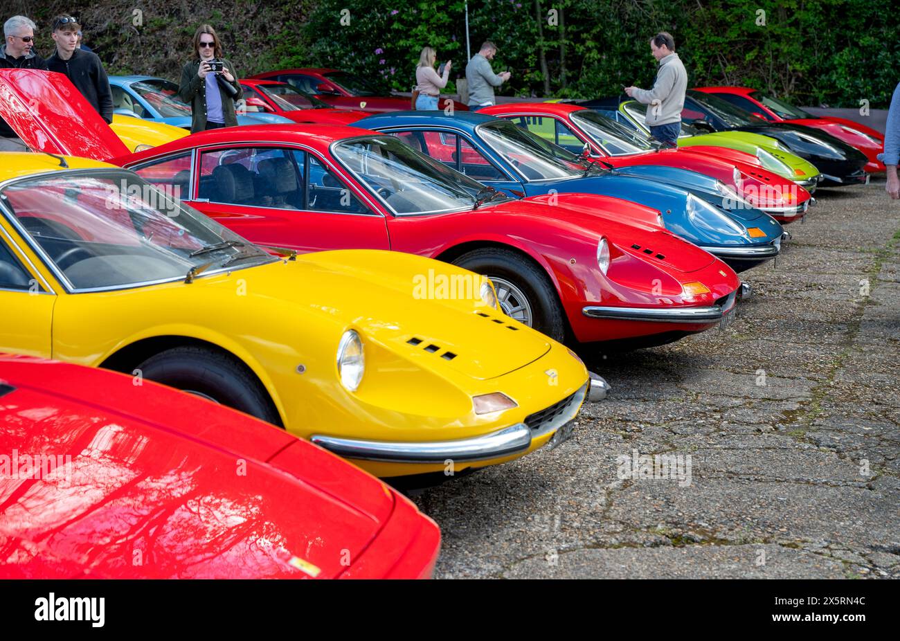 Italian car show at Brooklands museum in Surrey UK. Ferrari ...