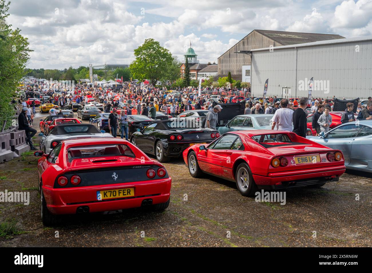 Italian car show at Brooklands museum in Surrey UK. Ferrari ...