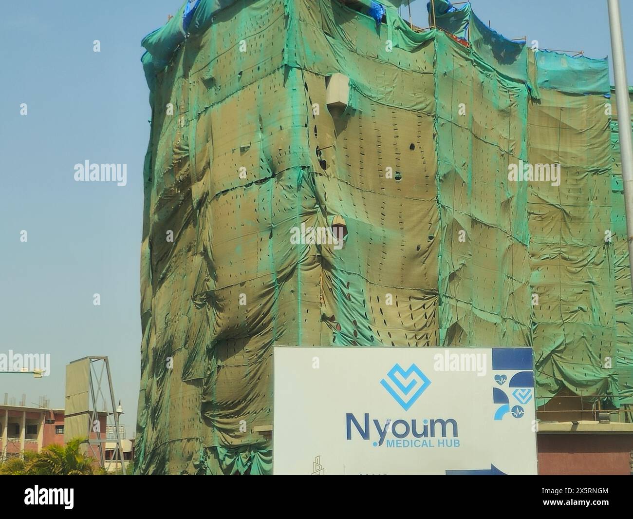 Cairo, Egypt, March 31 2024: Nyoum medical hub, a covered building that ...