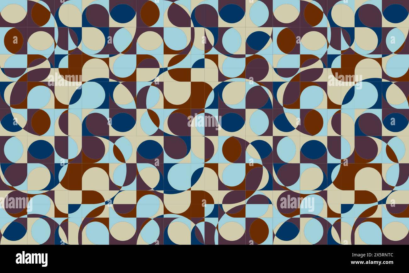 Abstract geometric pattern in 70s style. Retro style design background with pastel colors ...