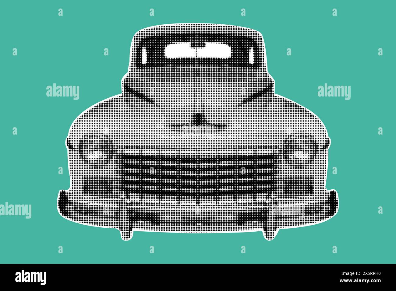 Halftone retro car generated with small dots. Halftone vintage car ...