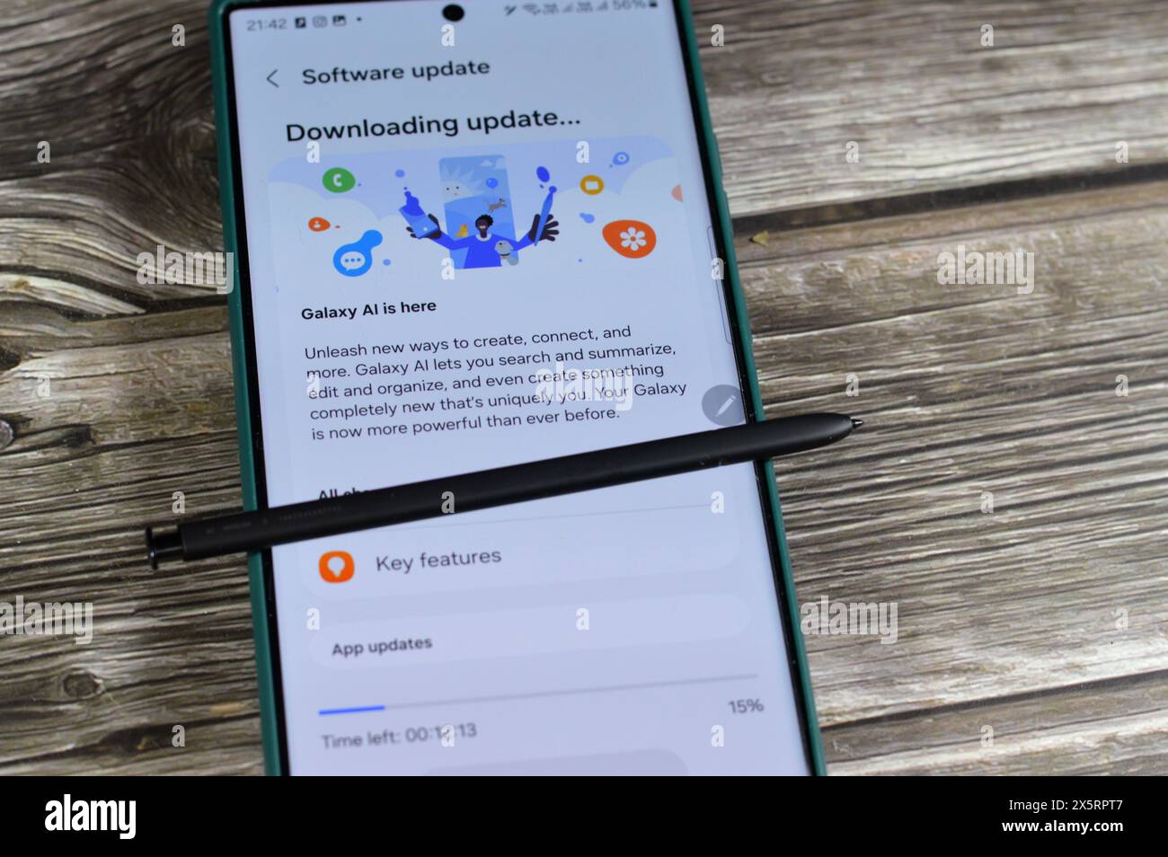 Cairo, Egypt, April 1 2024: Samsung software update for Samsung ...