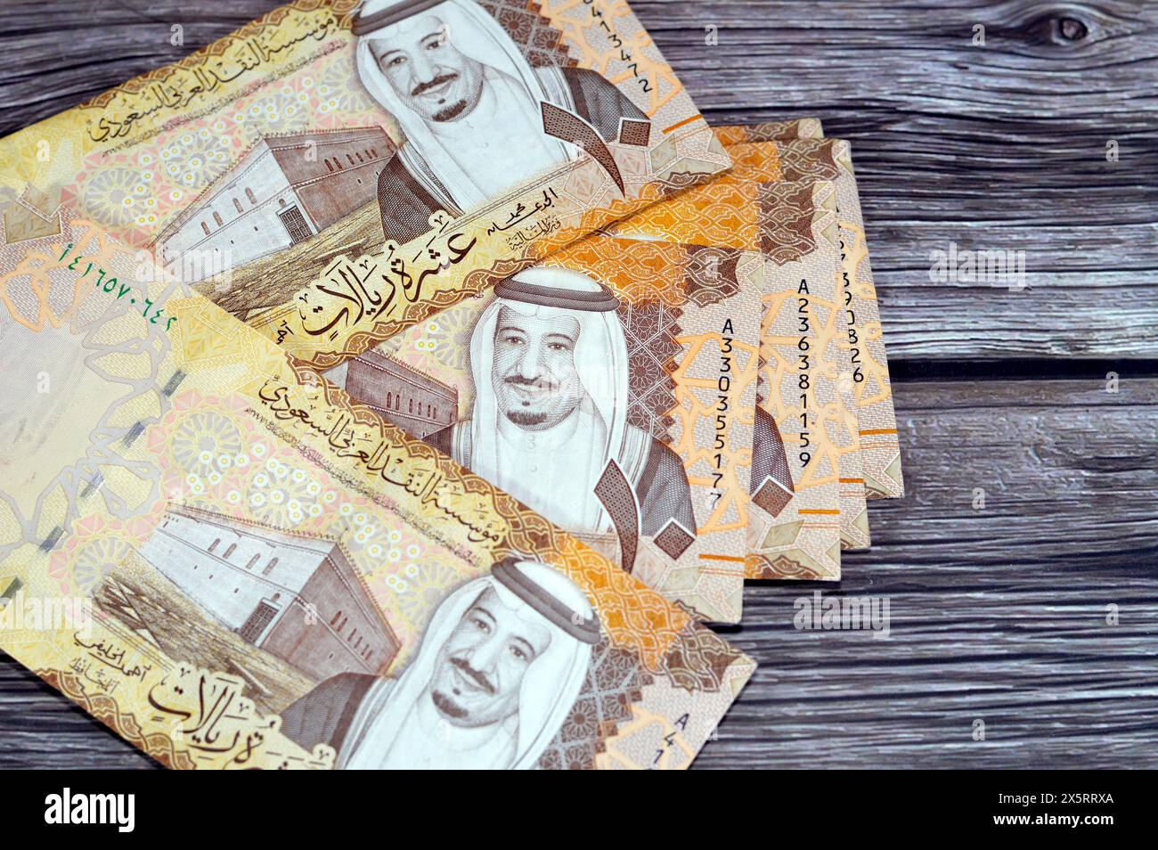 Saudi Arabia 10 SAR ten Saudi riyals cash money banknote with the photo ...